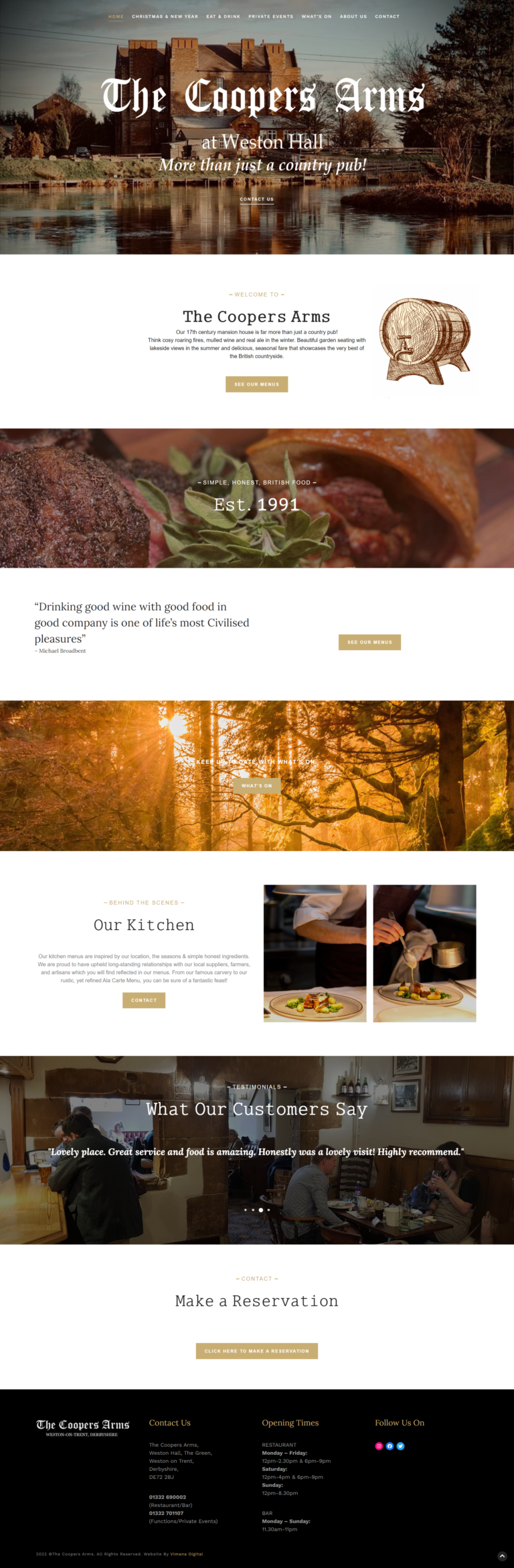 Country Pub Website - Vimana Digital